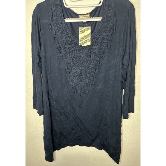 Eyeshadow | Tops | Eyeshadow Eclipse Boho Beauty Blue Lace Long Sleeve Tunic Blouse Size Large ...